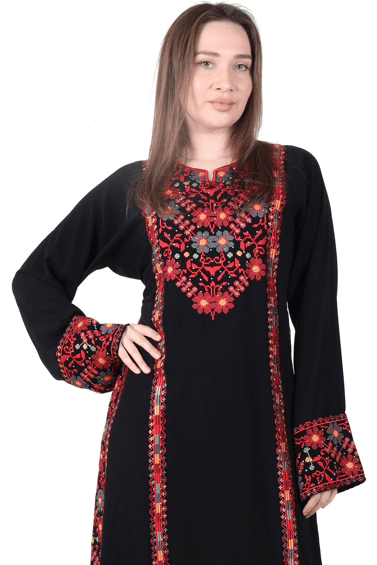 Embroidered Rose Thoub